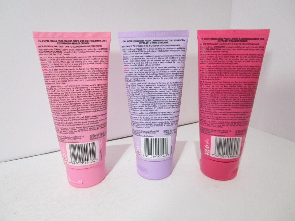 Brite Instant Color Pastel Purple, Pastel Pink, Pink, 3.38 oz. KIT, New ...