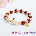 Cinnabar Rabbit Bracelet 925 Silver Bead Jewelry Hetian Jade Luxury ...