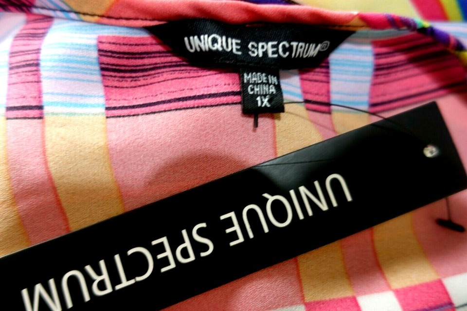 Unique Spectrum Women Plus Size 1x 2x 3x Striped Chiffon Top Blouse ...