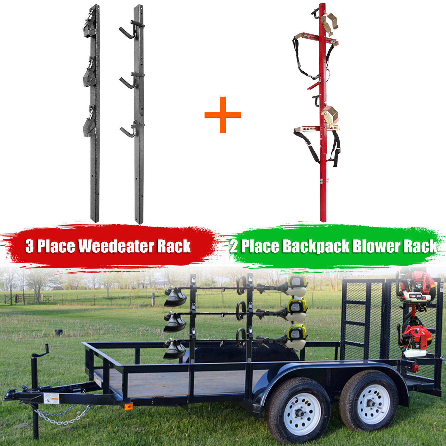 3 Place Weedeater Rack and 2 Place Backpack Blower Rack for Open ...