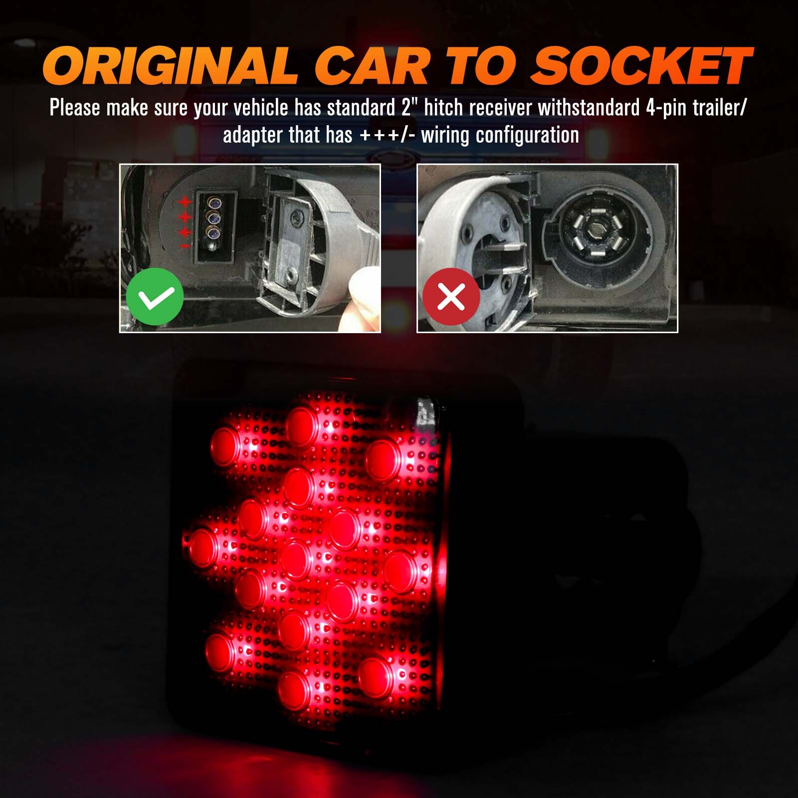 For GMC Sierra 1500 2500 3500 2" Receiver 15-LED Brake Light Trailer ...