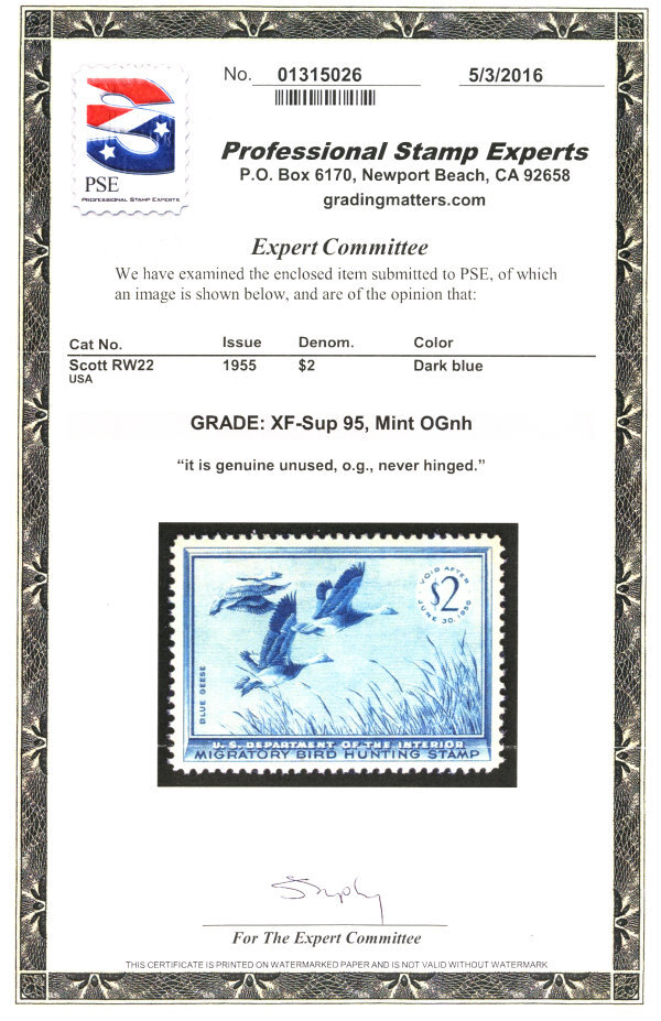 MALACK RW22 XF-SUPERB OG NH, w/PSE (GRADED 95 (5/16)..MORE.. gg1410 | eBay