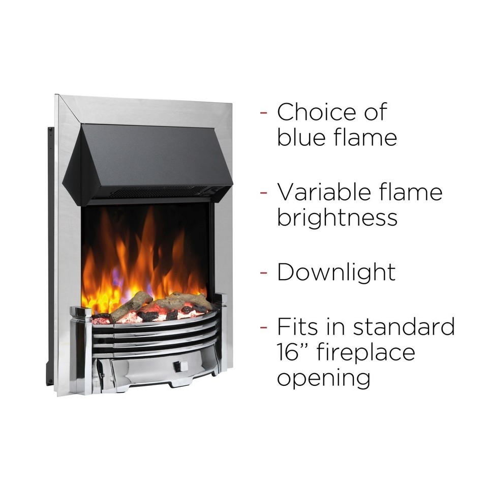 Dimplex Portree Chrome Optiflame Electric 3D Inset Fire 2kW With Remote ...