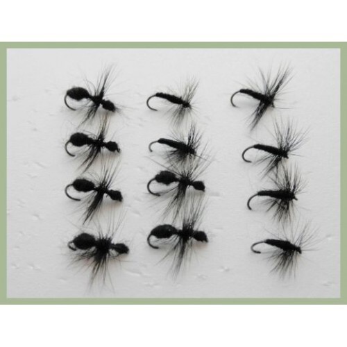12 BARBLESS Dry Flies, Ant & Spider size 12-16 trout flies, good summer ...