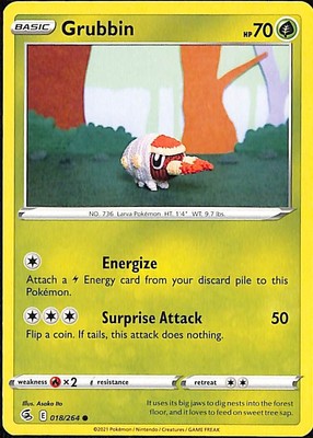 Grubbin 018/264 - Fusion Strike - Common - Pokemon Card TCG - NM | eBay