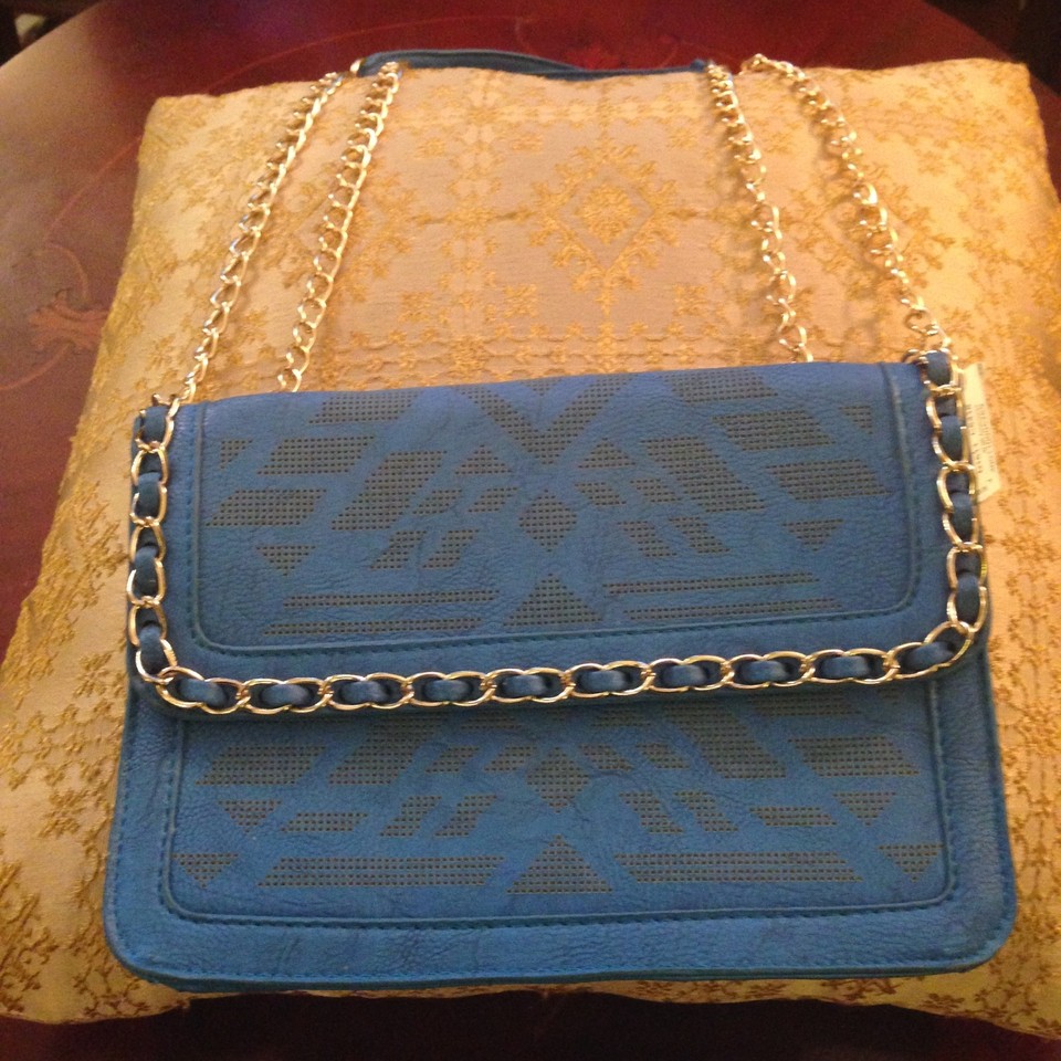 Yoki Blue Faux Leather Double Chain Shoulder Bag | eBay
