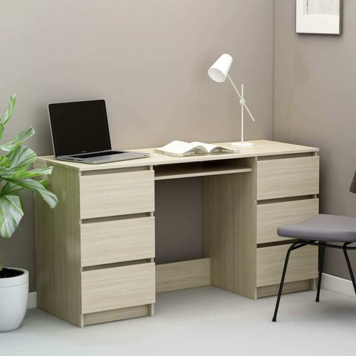 Computer Desk 55.1" PC Laptop Table Study Workstation Wood Home Office ...