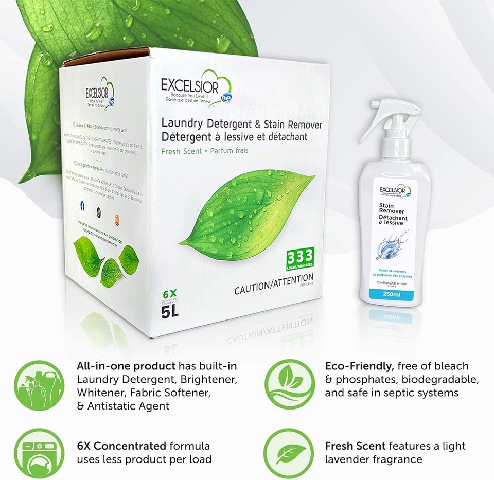 Excelsior HE Concentrated Liquid Laundry Detergent with Stain Remover ...