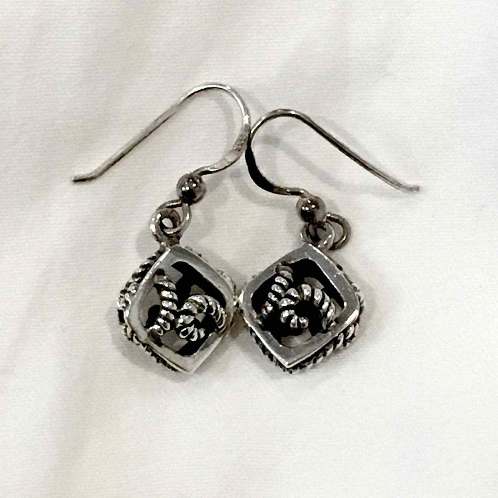 BARSE Sterling Silver Rope Scroll Drop Earrings - Gem
