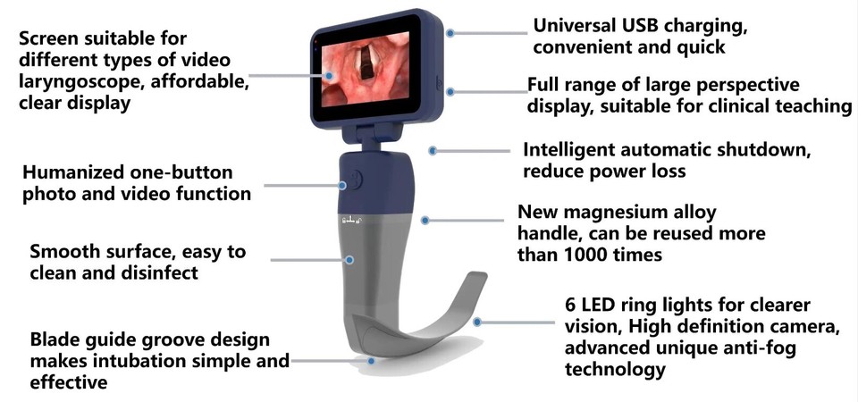 3.5 inch Touch Screen Video Laryngoscope Reusable Sterilizable Blades ...