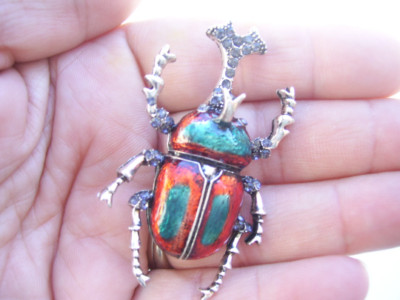 Beetle Brooch, Enamel Beetle Pin, Large Beetle Bug Pin Bug Lovers Gift ...