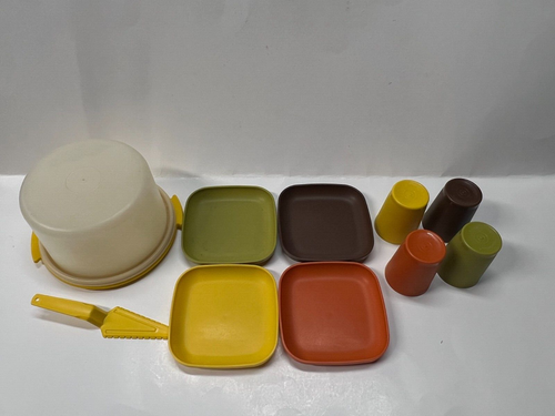 Vintage Tupperware Mini Party Set Cake Carrier Kids Toys Play Set 1980 ...