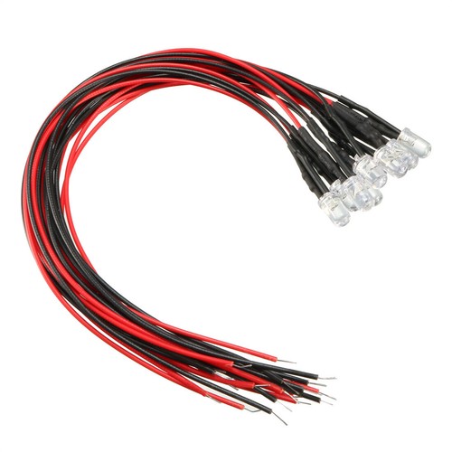 10pcs 5mm led Pre Wired light RGB Fast Flash Flashing 20mA 3-6V 20cm ...