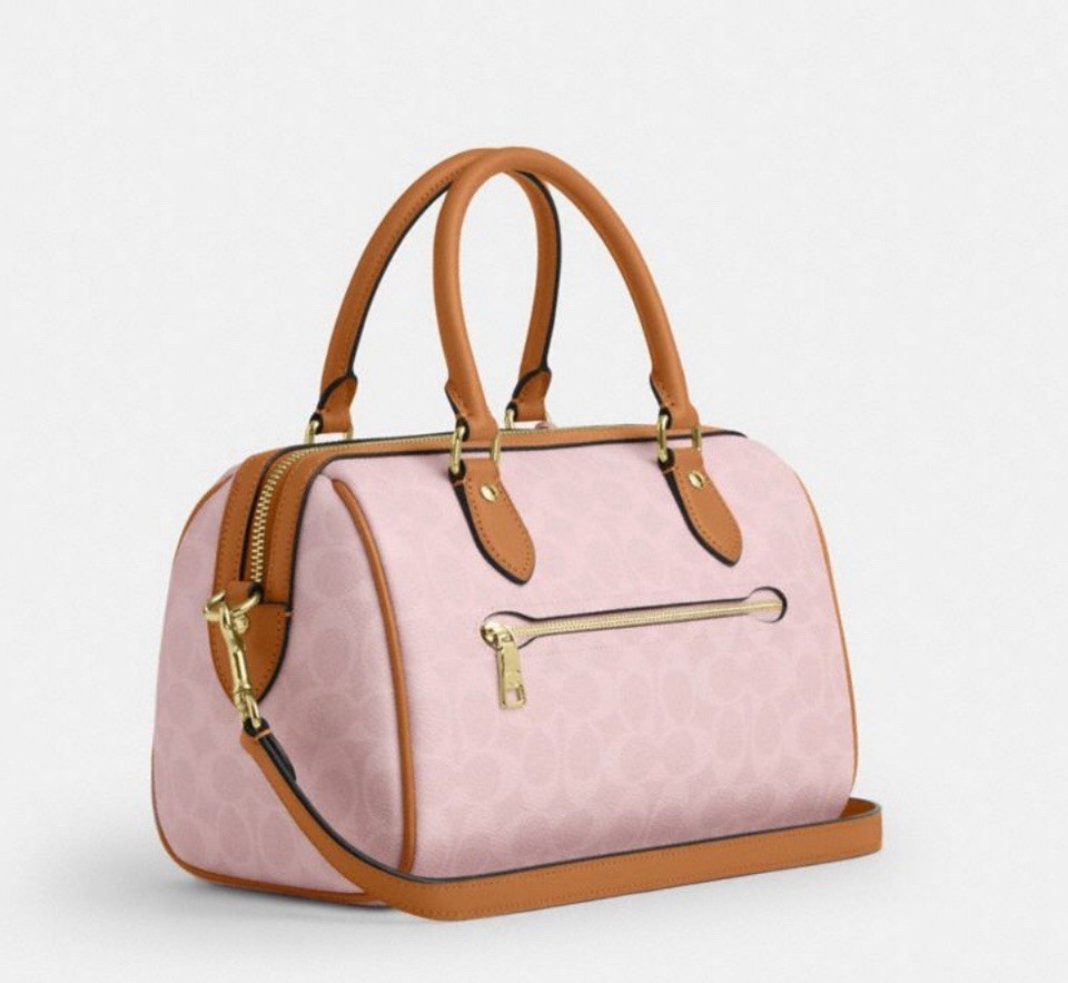 ️ COACH Rowan Satchel Bag Signature Canvas CEA18 Powder Pink 2way ...