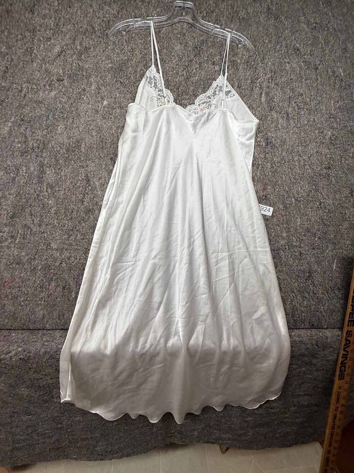 Vintage Val Mode Robe White Satin Nightie Lace Size L | eBay