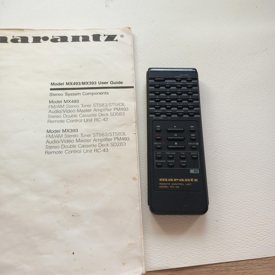 Marantz Audio/Video Amplifier PM-493. Master Amplifier remote book ...