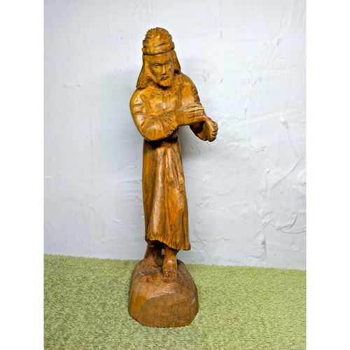 Jesus Walking Statue Hand Wood Carved Vintage Religious Bethlehem Clear ...