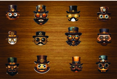 12x Colourful Mixed Steampunk Emoji Vinyl Sticker Decal Wine Glass ...