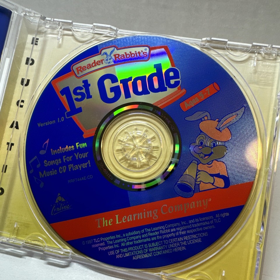 Vintage CD ROM Learning Company 1st Grade Reader Rabbit & Treasure ...