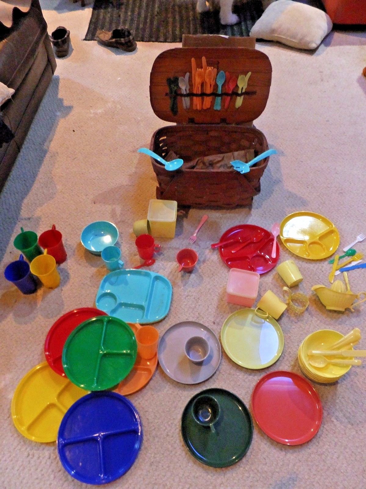 NICE Collection of 1950's Plastic Picnicware - Great colors. 38 pcs ...