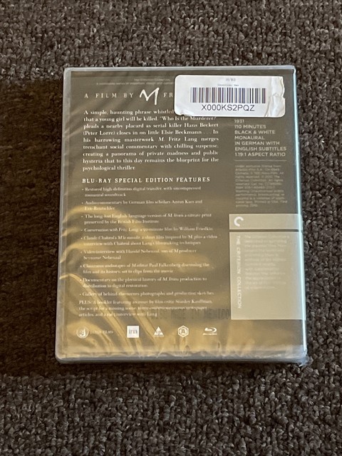 M (Criterion Collection) (Blu-ray, 1931) for sale online | eBay