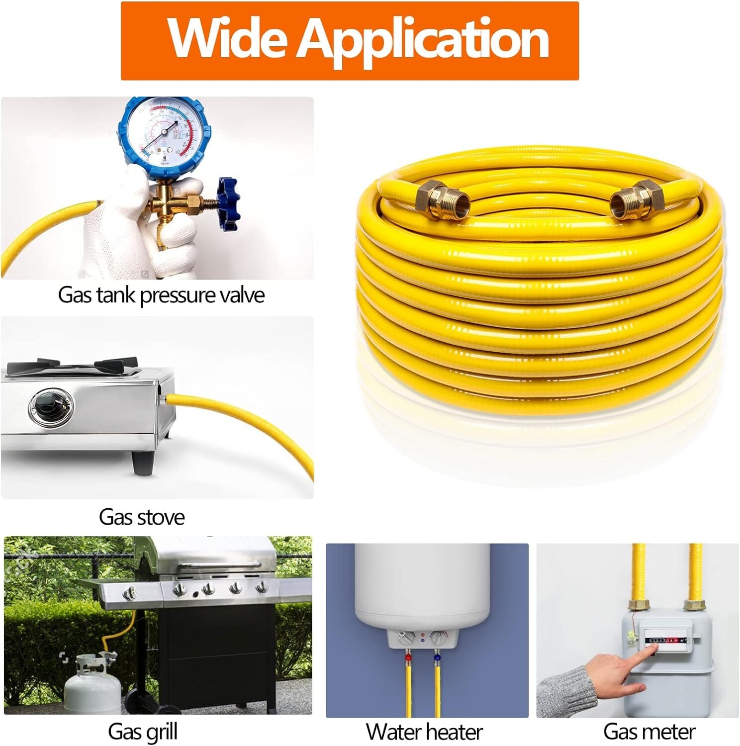 100 ft 1/2'' Flexible Gas Line, CSST Corrugated Stainless Steel Tubing ...