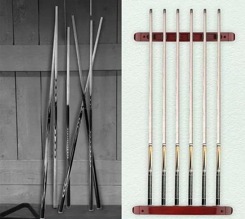 Wall Mount Pool Cue Stick Holder Wood Billiard Pool Cue Rack Hold 8 ...