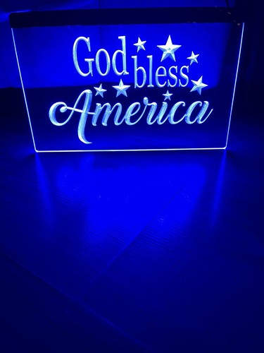 GOD BLESS AMERICA LED NEON BLUE LIGHT SIGN 8x12 | eBay