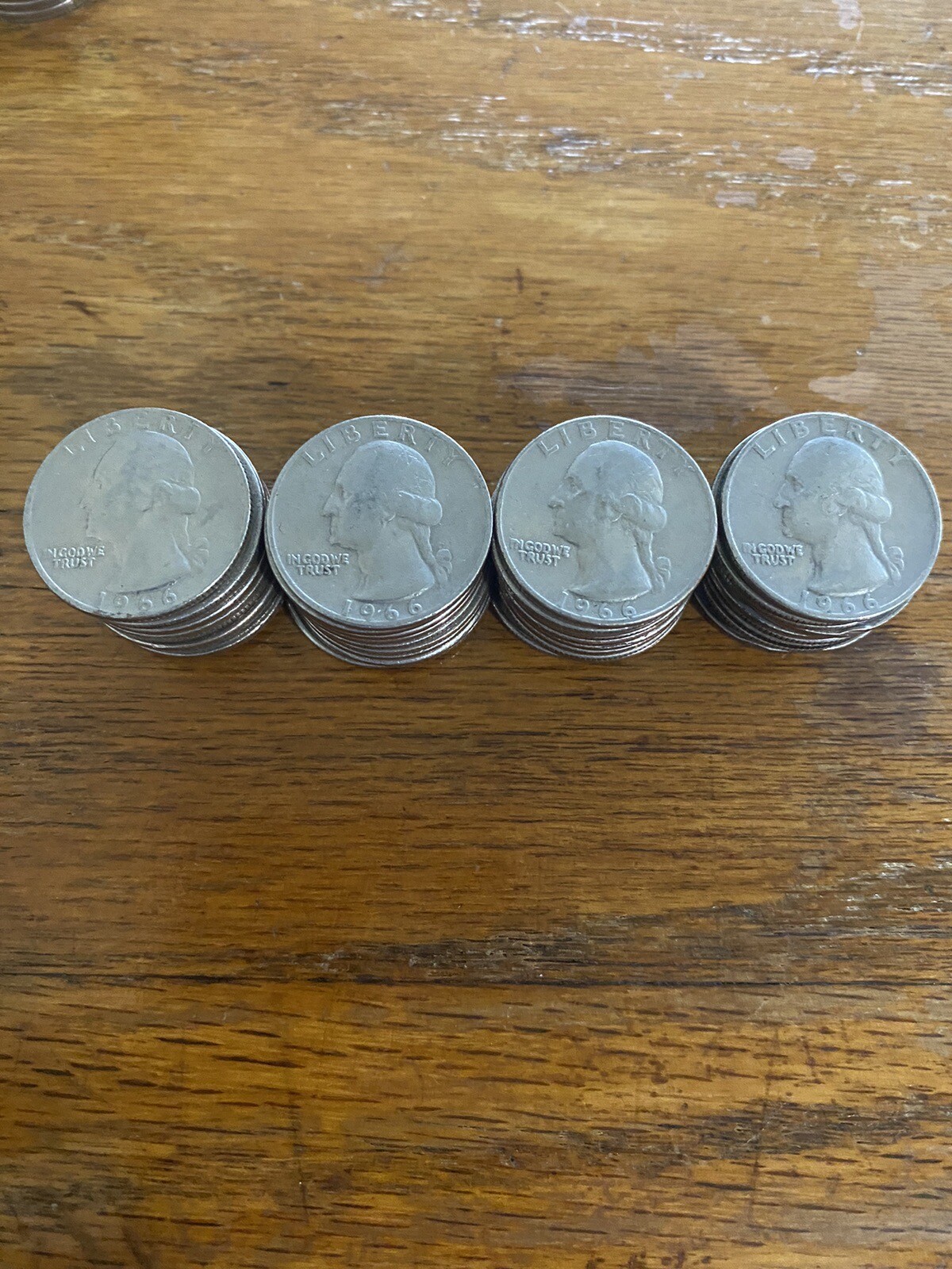 $10 FULL ROLL of 40 coins 1966 Quarters Circulated Washington money USA ...