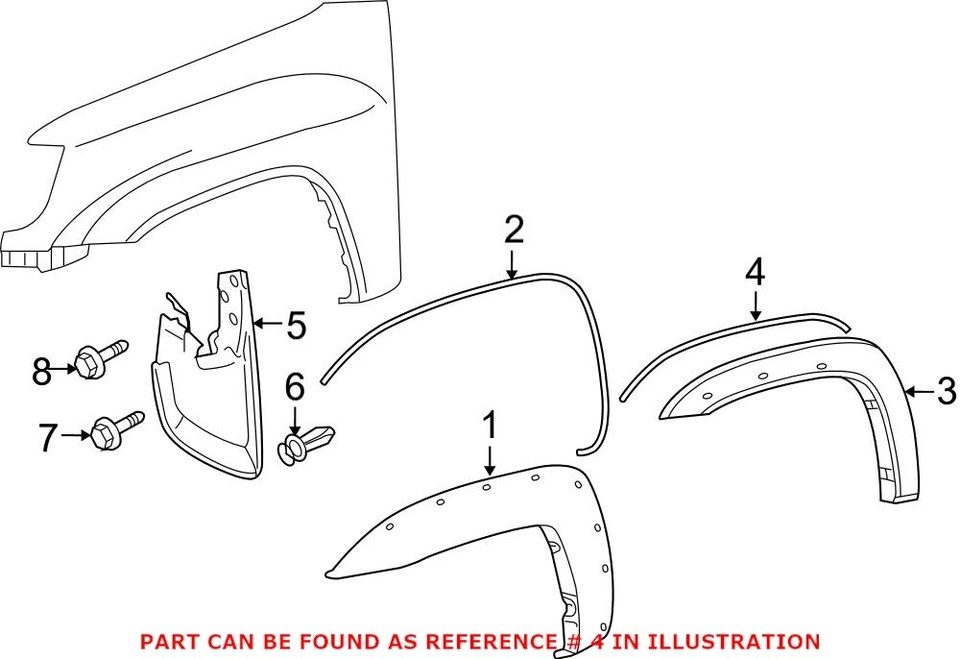 Genuine OEM Front Wheel Arch Flare Gasket For Toyota 5385304050 | eBay