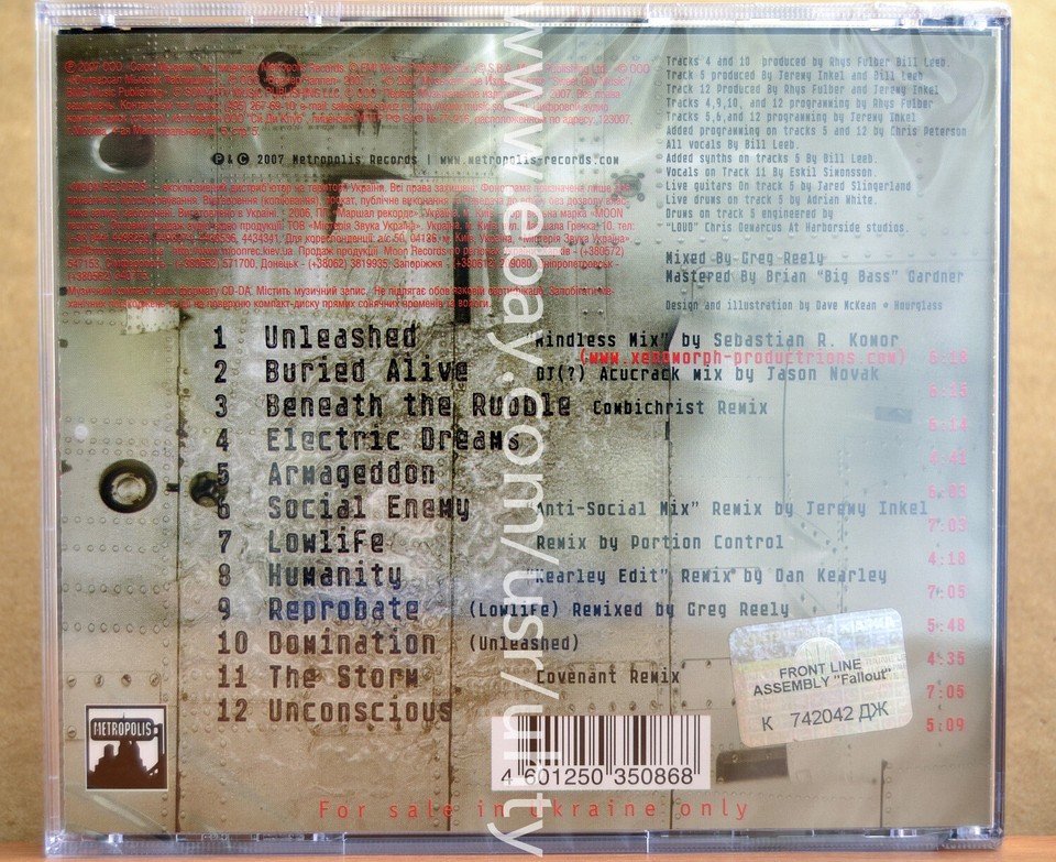 FRONT LINE ASSEMBLY FALLOUT 2007 RARE UKR ORIGINAL CD ELECTRO ...
