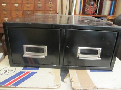 Stackable Steelmaster Index Card File 2 Drawer Cabinet Library Catalog ...