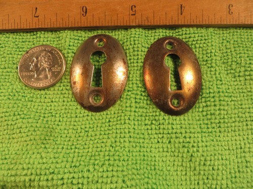 Matching Pair of Oval Antique Skeleton Keyhole Covers Escutcheon Door ...