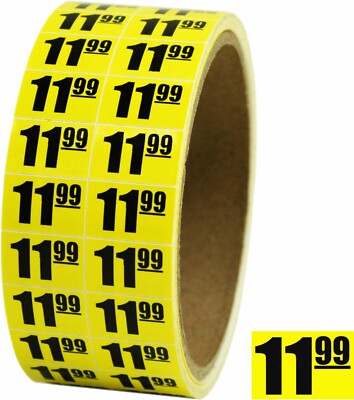 11.99 $12 Sale Discount Price Labels Stickers DAY-GLO YELLOW .75"x.5 ...