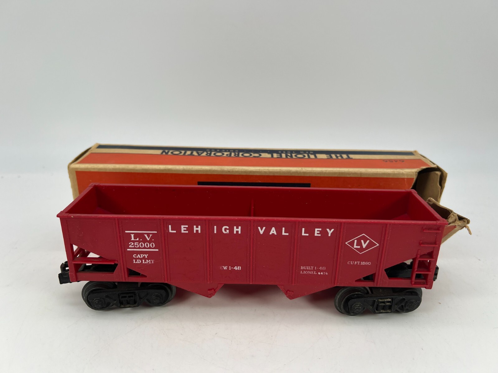 Lionel #6456 25000 O Gauge Lehigh Valley Red Hopper Good Condition w ...