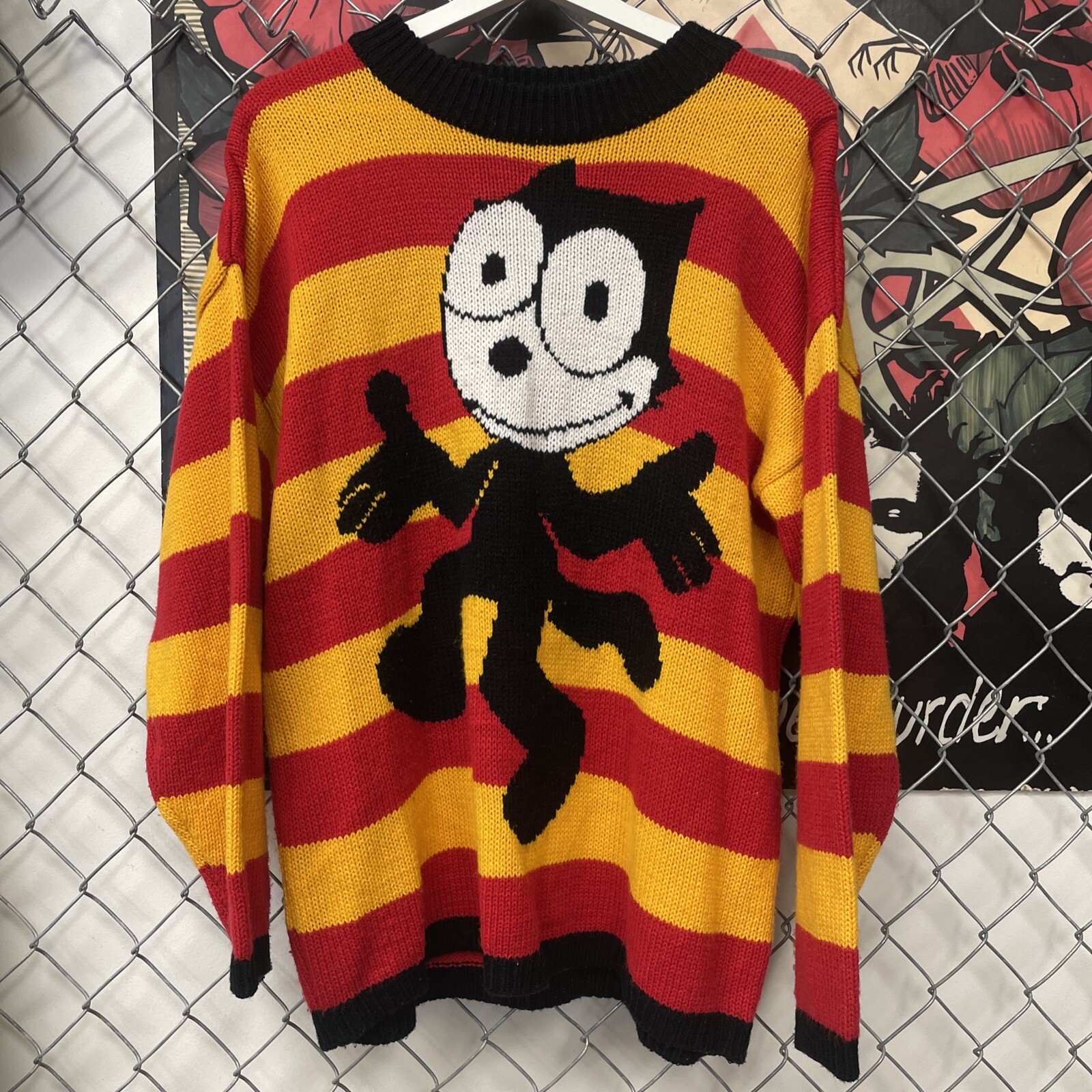 1990 VINTAGE FELIX THE CAT Knit Sweater Rare Grail 90… - Gem