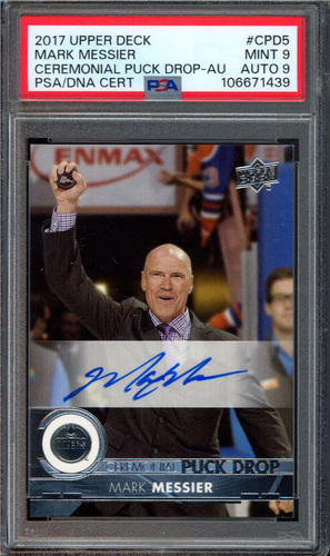 2017 UPPER DECK #CPD-5 MARK MESSIER CEREMONIAL PUCK DROP AUTO SSP PSA 9 ...
