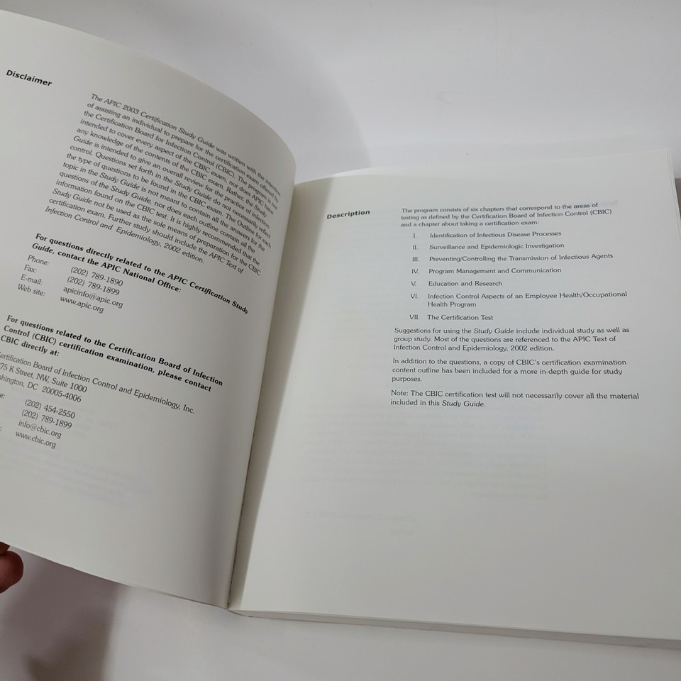 Certification Study Guide 2003 CIC Exam APIC Paperback | eBay
