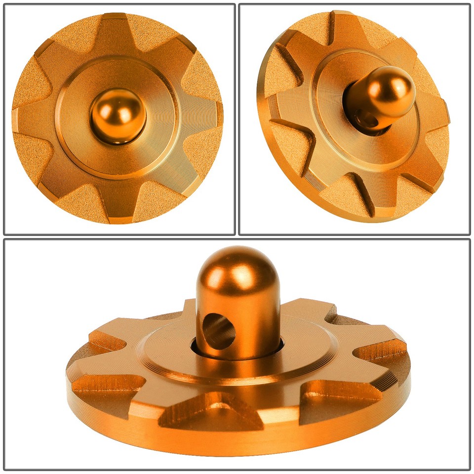 60MMx28MM ORANGE ALUMINUM CNC BILLET HOOD PIN PLATES+CABLE+BONDING TAPE ...