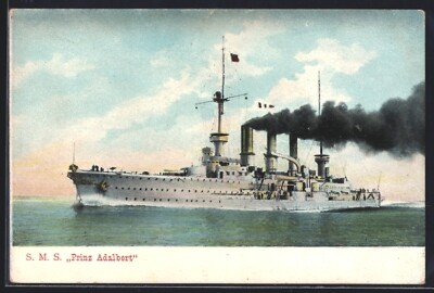 AK Warship SMS Prinz Adalbert At Full Speed | eBay
