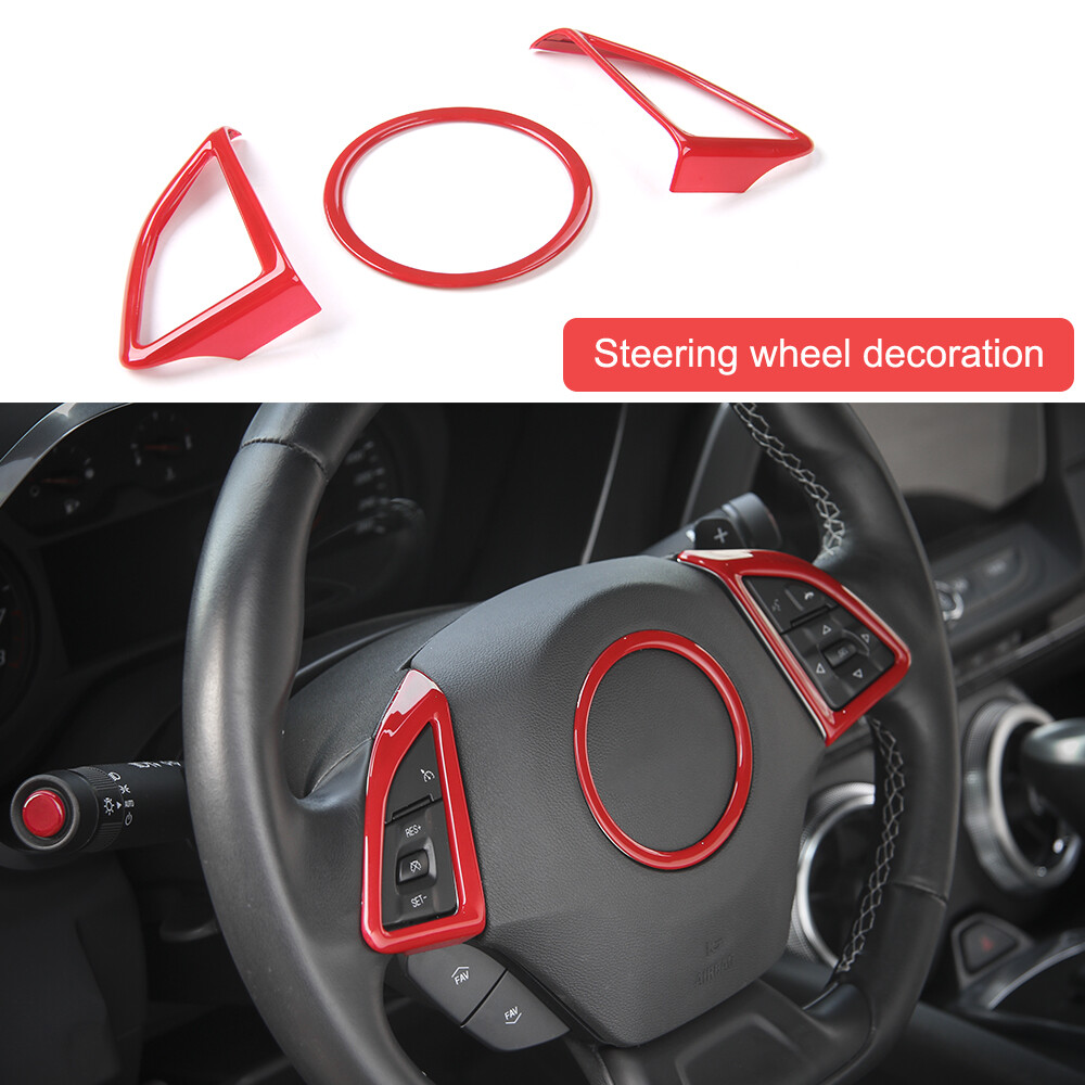 3pcs Steering Wheel Decor Ring Cover Trim Kit For Chevrolet Camaro 2017 ...