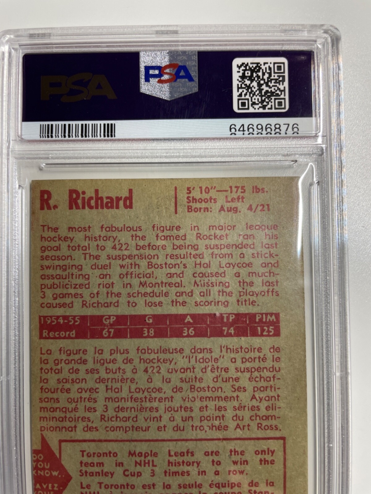 1955 parkhurst Maurice Rocket Richard #37 psa-4. hof | eBay