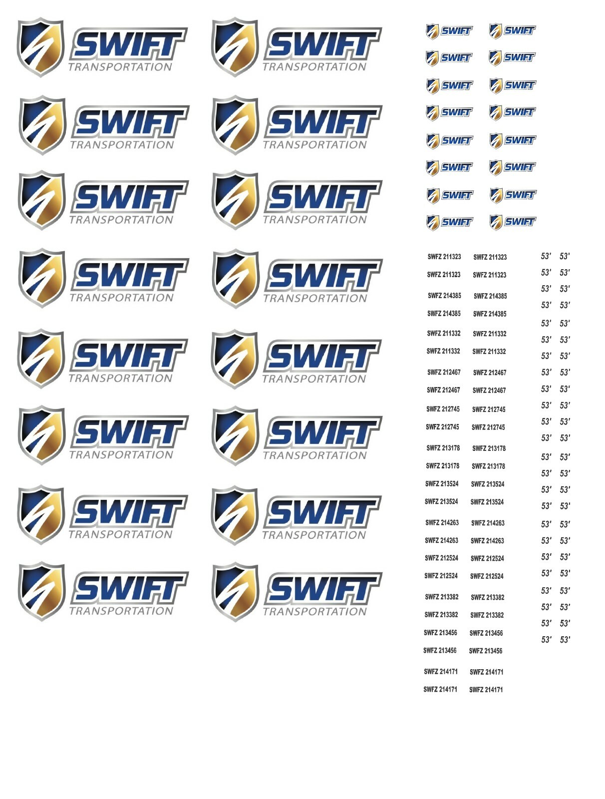 HO Scale Truck / Trailer Decals. " Swift " | eBay