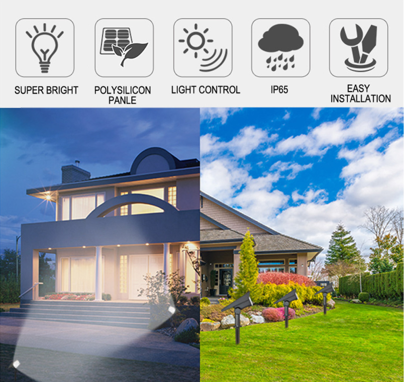 Solar 20-LED Spotlight Landscape Light Outdoor Garden Waterproof ...