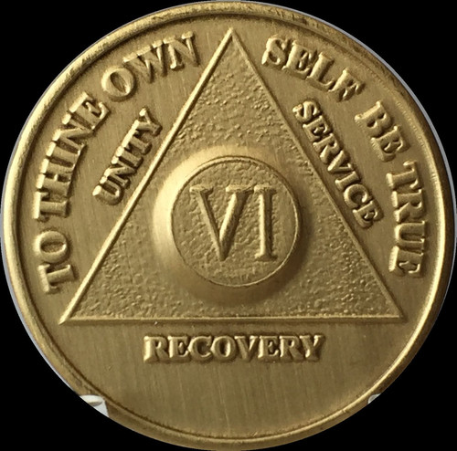 6 Year AA Medallion Alcoholics Anonymous Sobriety Chip Bronze Six Years ...