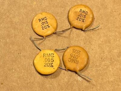 Set of 4 Vintage 1956 RMC Ceramic Disk .015 uf Guitar Tone Capacitors ...
