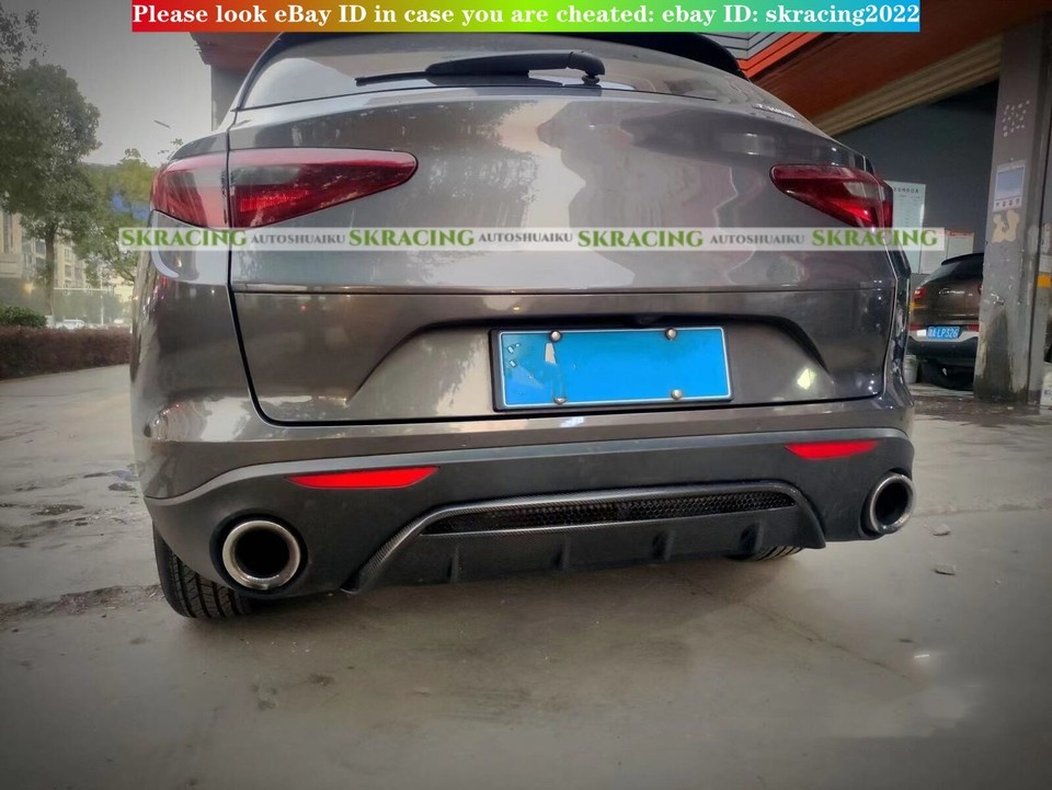 Carbon Fiber Rear Bumper Diffuser Spoiler Refit For Alfa Romeo Stelvio ...