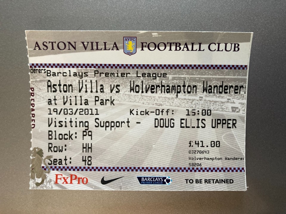 TICKETS Wolves home & away 2010/11 - 2015/16 League & Cup friendlies ...