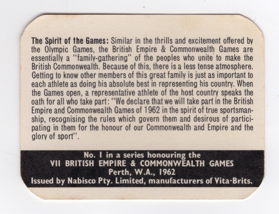 Nabisco Perth Australia #01 Commonwealth Games: Taking the Oath Perry ...