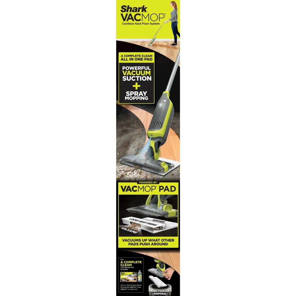 NEW Shark VACMOP Cordless Hard Floor System with Disposable VACMOP Pad ...